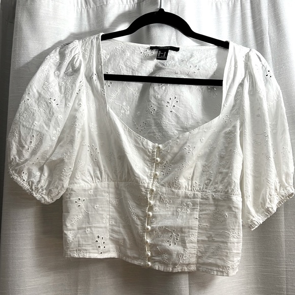 Forever 21 | Tops | Eyelet Puff Sleeve Top | Poshmark